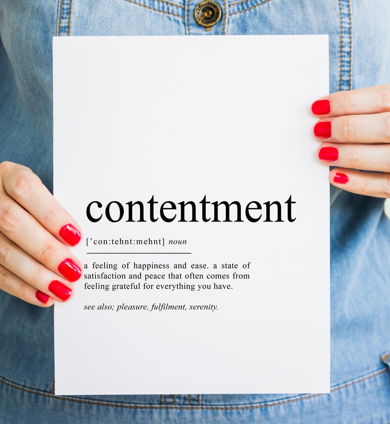 Contentment Definition Print Gratitude Printable Grateful - Etsy