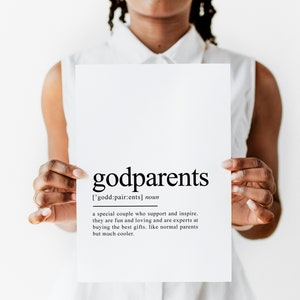 Godparents Definition Print, Godparents Gift, Godparent Gift, Birthday ...