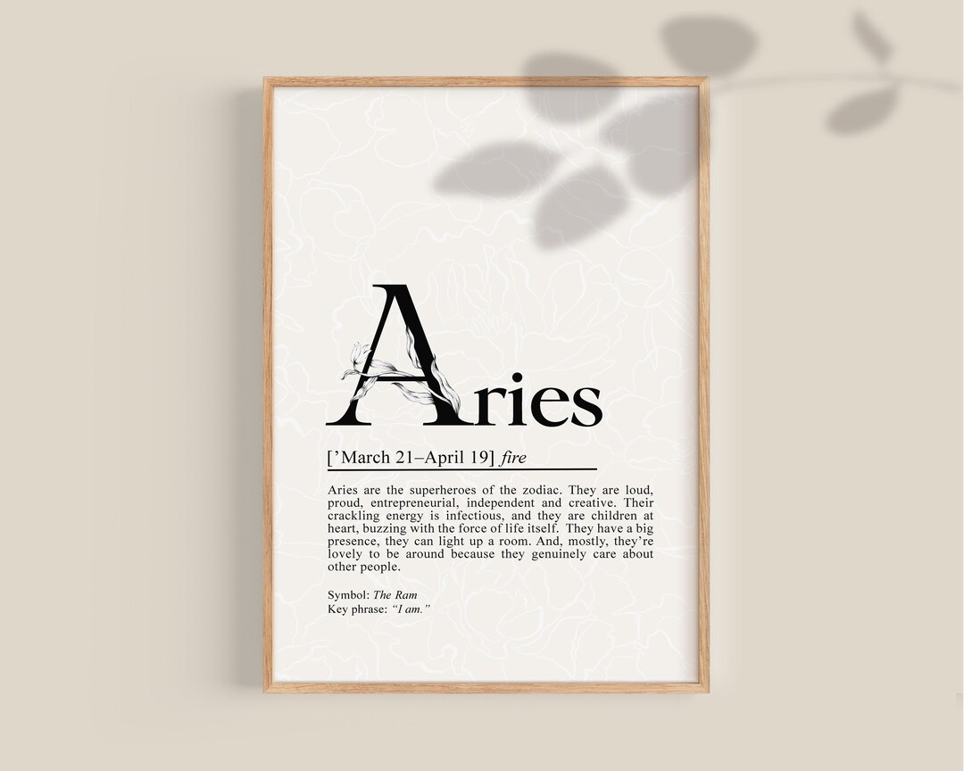 Aries Poster, Aries Gift, Aries Definition, Zodiac Gifts, Aries ...