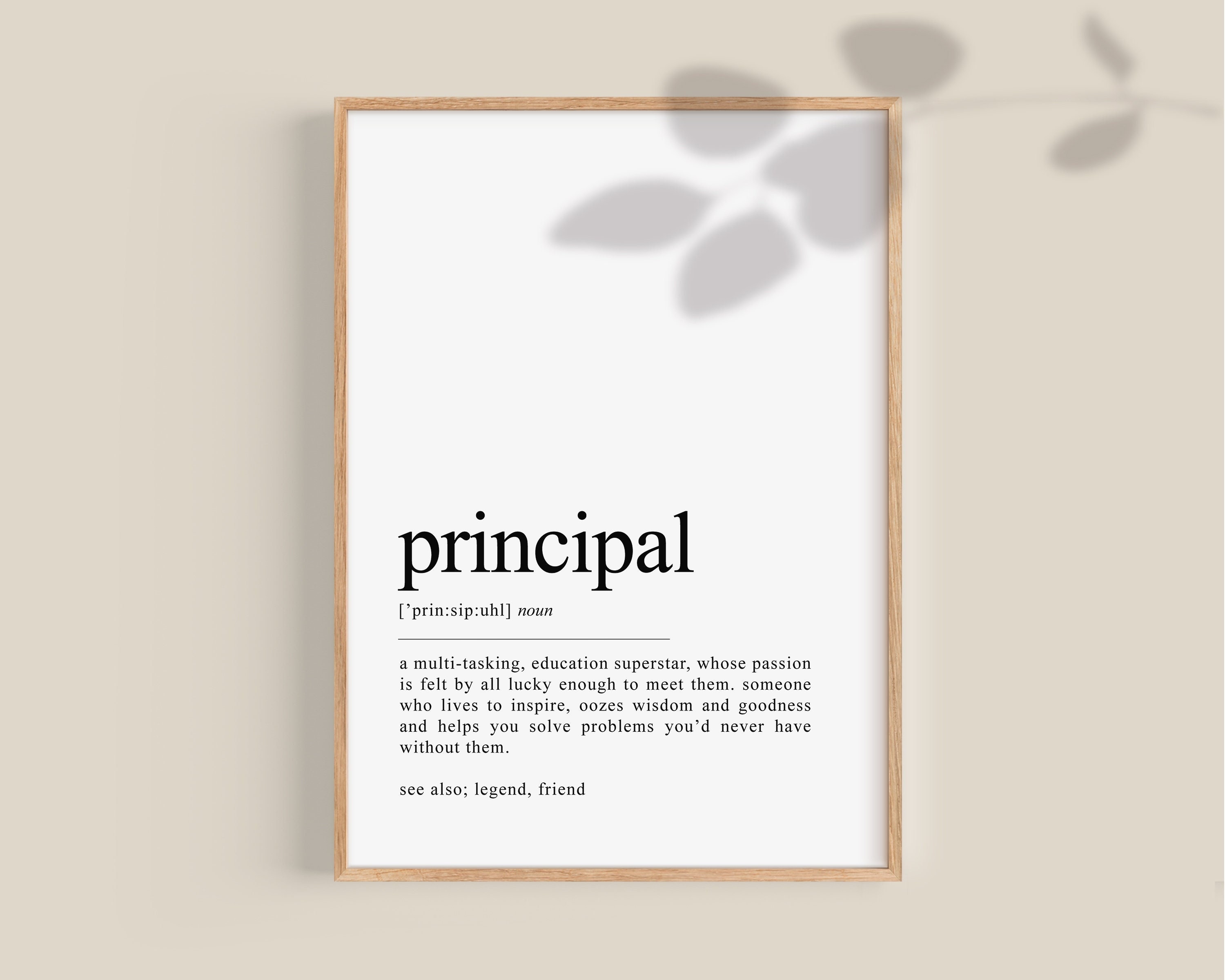 Principal Definition Print School Principal Gift Gift for - Etsy