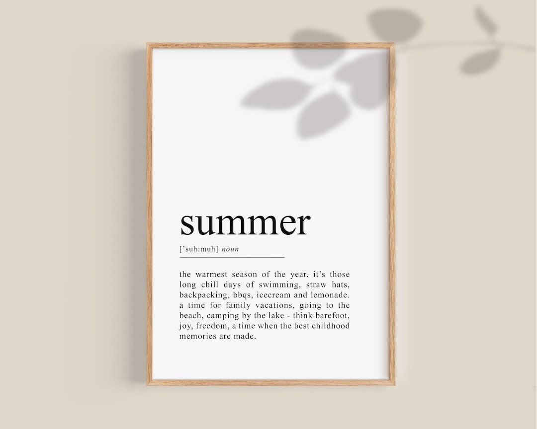Summer Definition Print, Seasons Posters, Seasonal Wall Decor Digital ...
