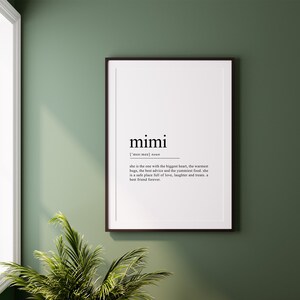 Mimi Definition Print, Mimi Gift, Gift for Mimi, Grandma Gift, Gifts ...