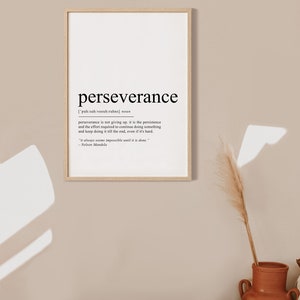 Perseverance Definition Print Motivational Quotes Office Wall Art ...