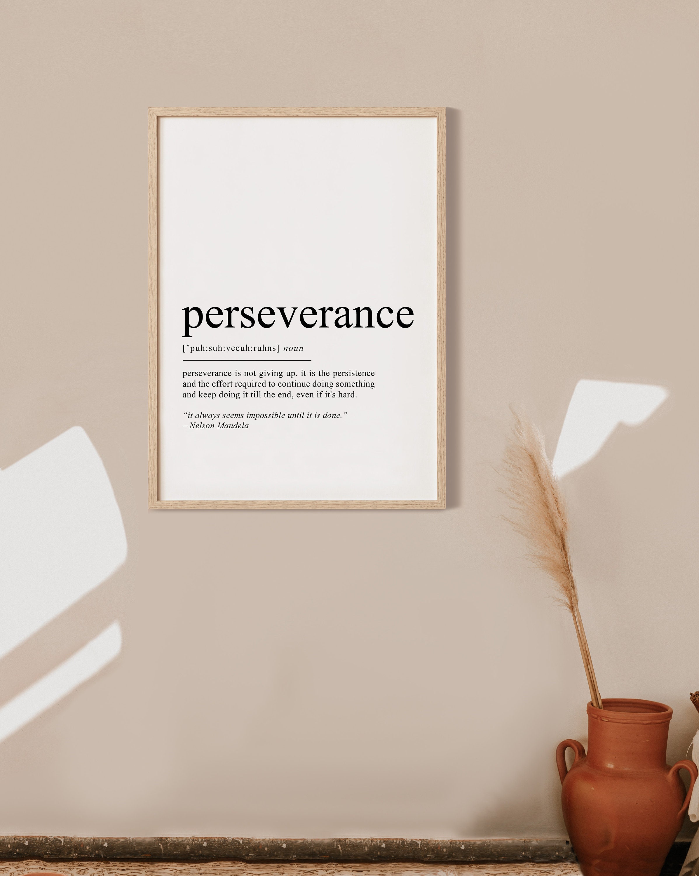 Perseverance Definition Print Motivational Quotes Office Wall Art ...