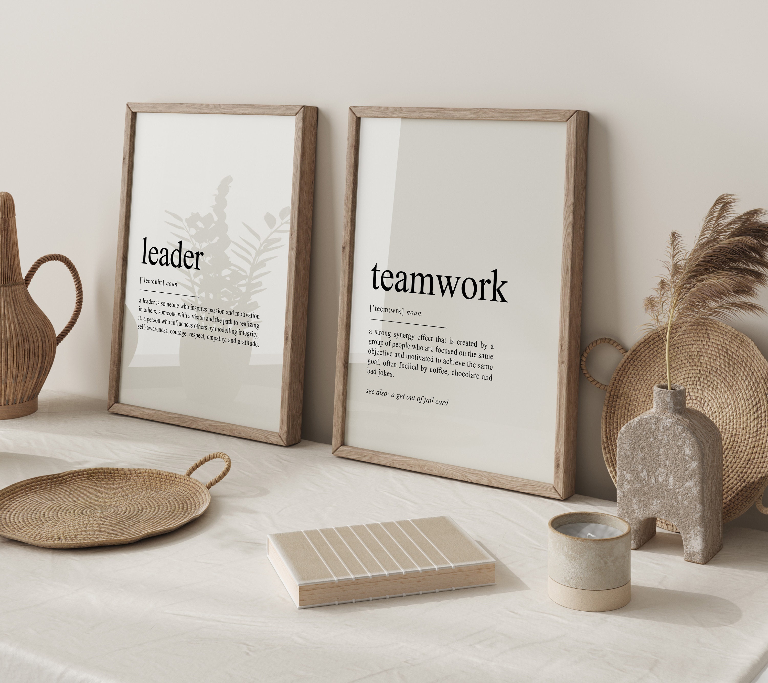 Office Decor Motivational Wall Art Set of 6 Prints Teamwork Qualities ...