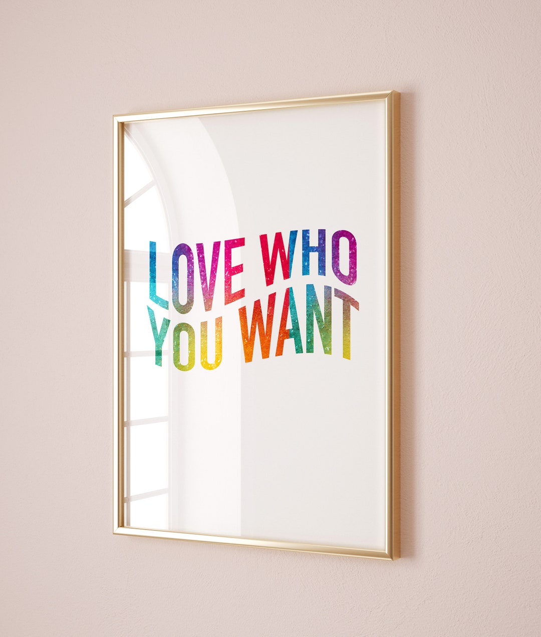 Love Who You Want LGBT Poster Gay Pride Month Trendy Wavy Print Rainbow ...