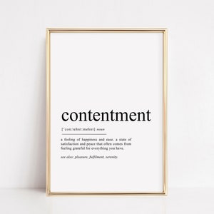 Contentment Definition Print, Gratitude Printable | Grateful Wall Art ...