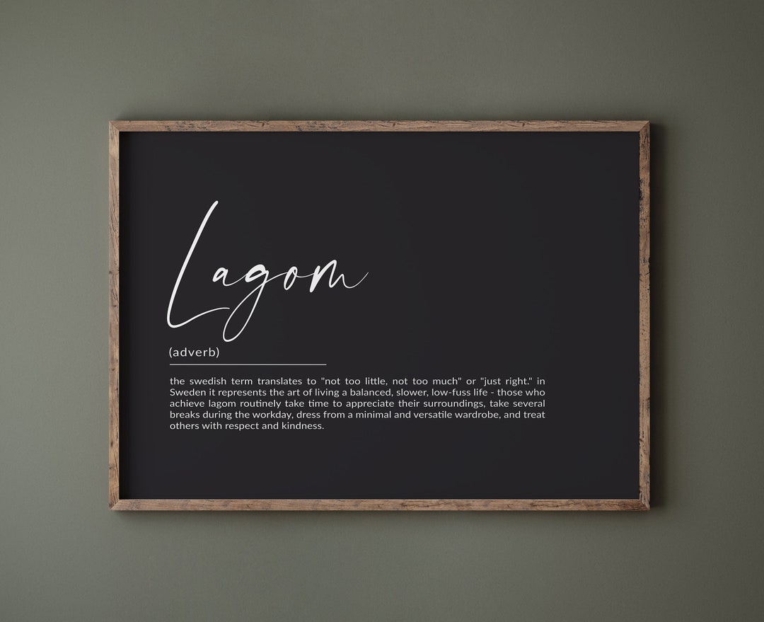 Lagom Print, Lagom Definition Poster, Lagom Wall Art, Lagom Decor ...