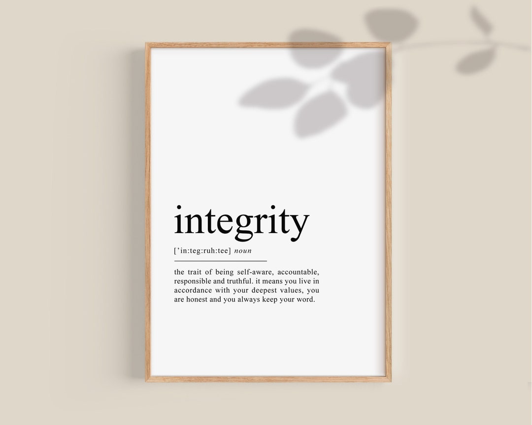 Integrity Definition Print, Integrity Quote, Office Wall Art, Classroom ...