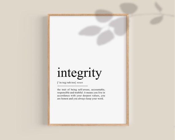 Integrity Definition Print Integrity Quote Office Wall Art - Etsy