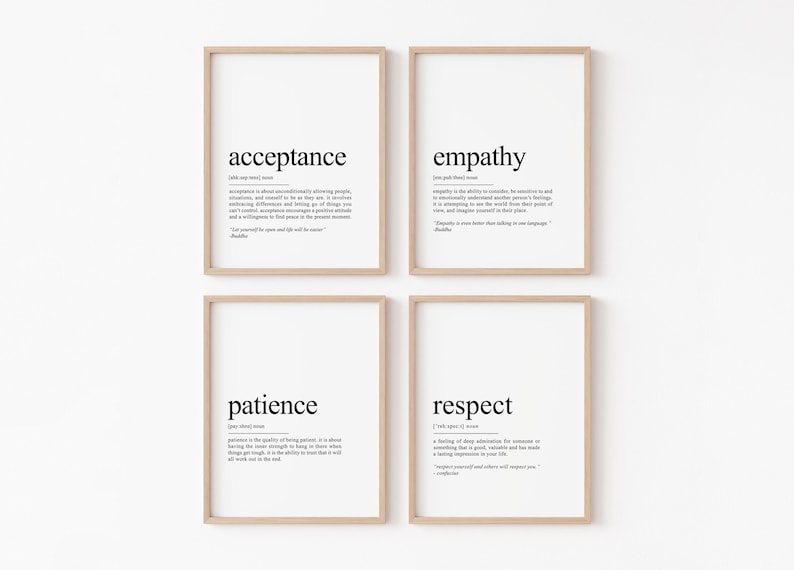 Acceptance Definition Print, Positive Quote Office Wall Art ...