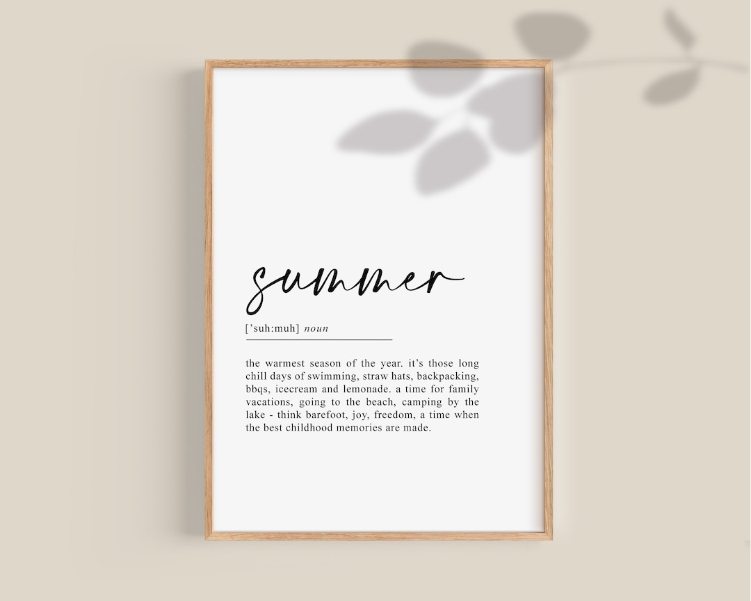 Summer Definition Print, Summer Posters, Seasons Prints Lake House Wall ...
