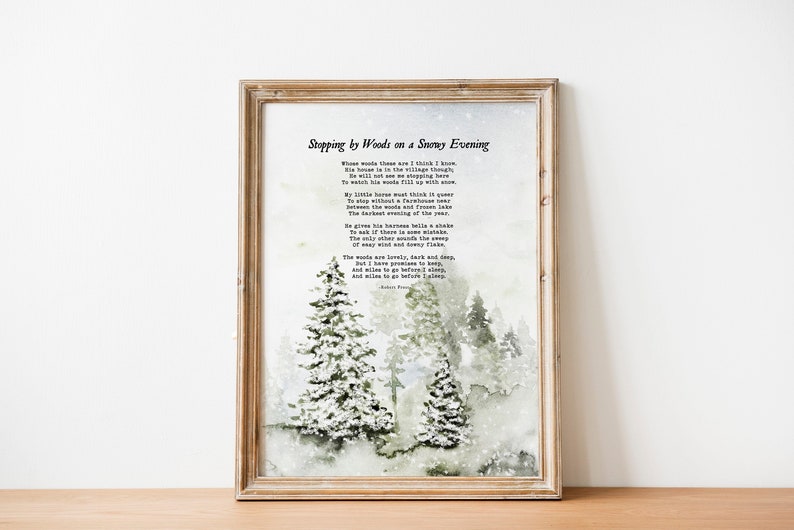 Stopping by Woods on a Snowy Evening Robert Frost Poem - Etsy