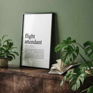 Flight Attendant Definition Print Cabin Crew Gifts, Aircraft Attendent ...