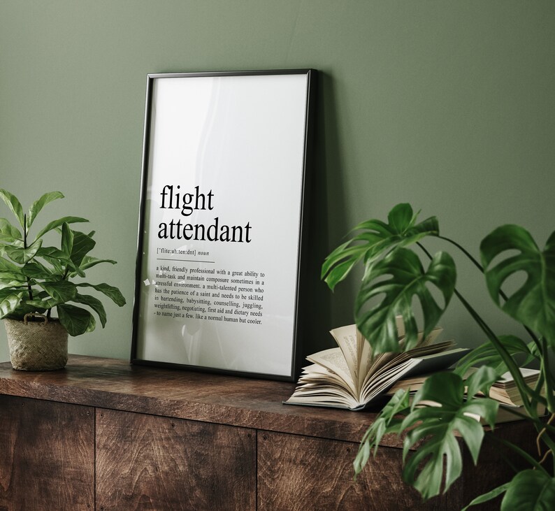 Flight Attendant Definition Print Cabin Crew Gifts, Aircraft Attendent ...