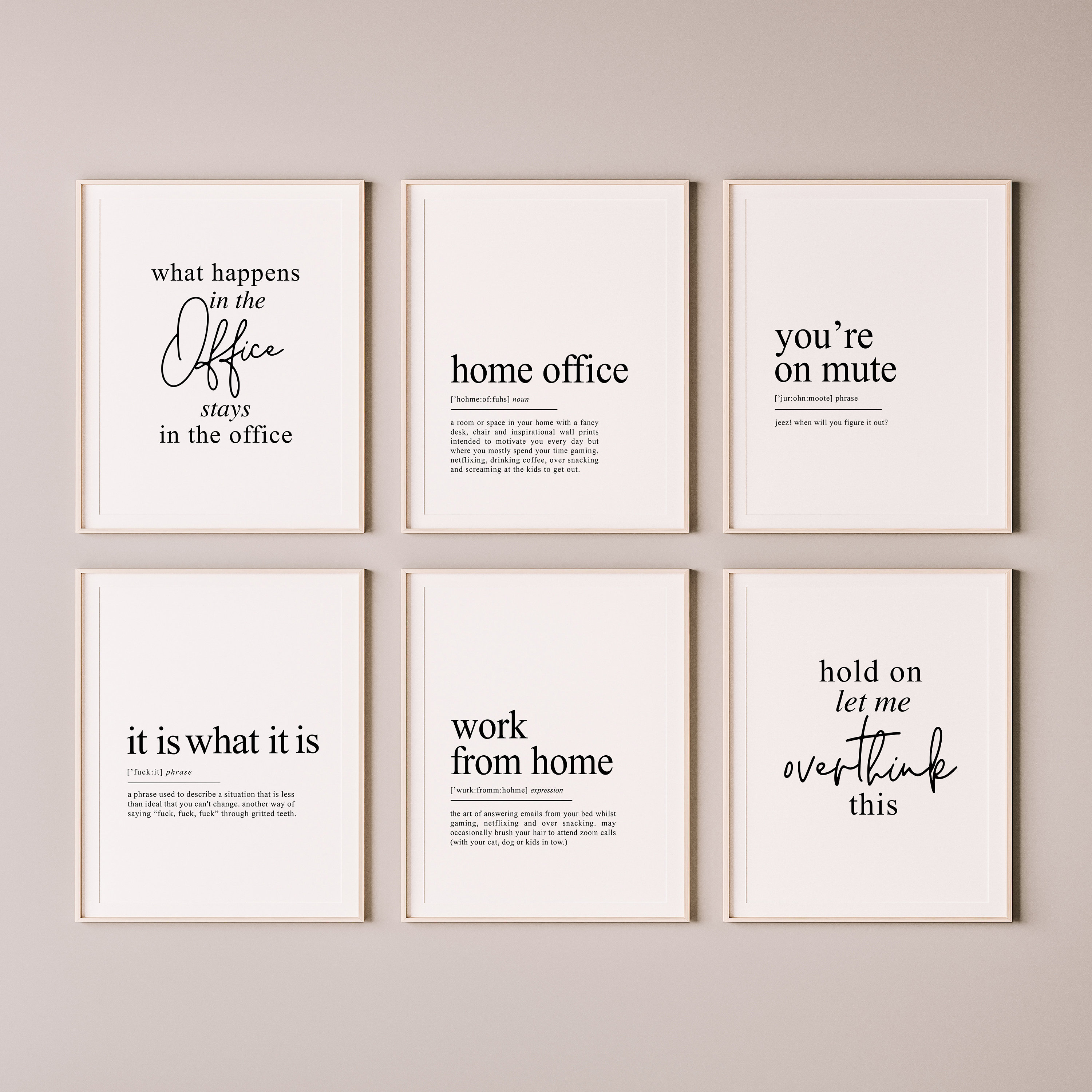 Funny Office Wall Art Gallery Wall Set of 6 Prints Funny - Etsy