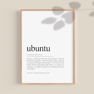South African Wall Art Set of 4 Zulu Definition Prints Ubuntu Digital ...