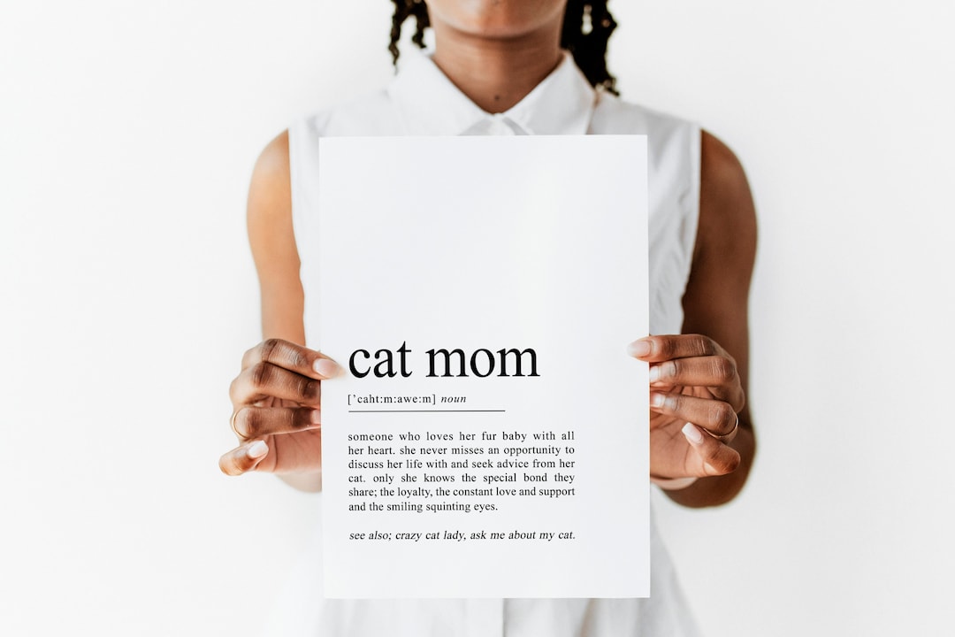Cat Mom Definition Print Cat Mom Poster,cat Lover Gift, Cat Mama Gift ...