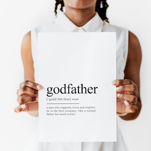Godfather Definition Print, Godfather Gift, Godfather Gifts, Godfather ...