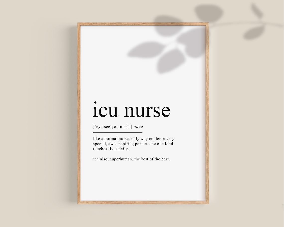 ICU Nurse Definition Print ICU Nurse Poster Nurse Print - Etsy