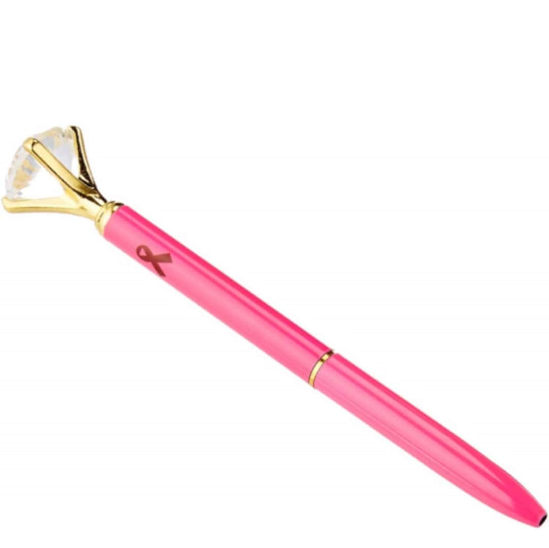 Custom Made Diamond Top Pen With Pink Ribbon to Support Breast Cancer ...