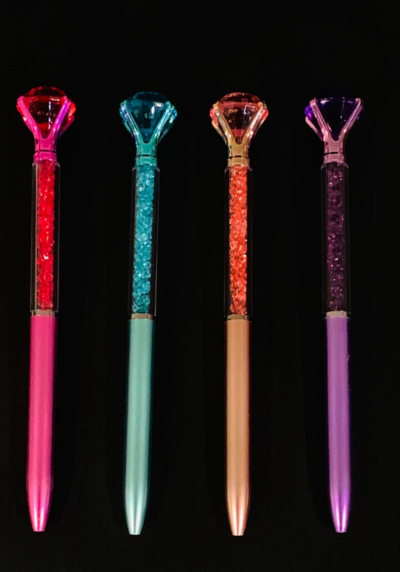 Colored Diamond Top Pen With Crystals. - Etsy