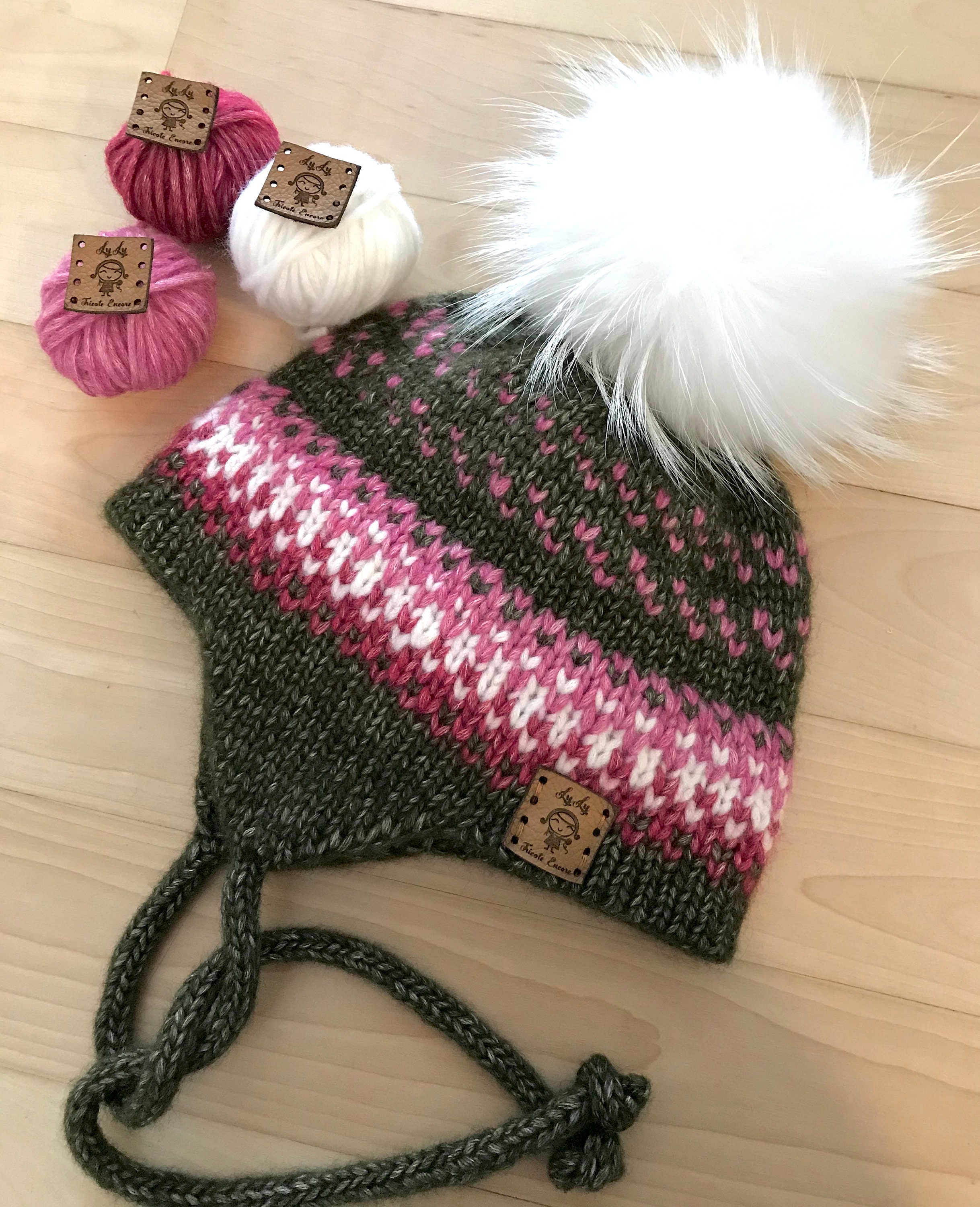 PATRON TRICOT-Kit Rose-Anne Tuque et Snood avec jacquard/En | Etsy