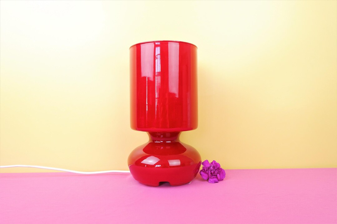 Y2K IKEA Lykta Glass Lamp, Red Bedside Table Light, Vintage 2000s ...