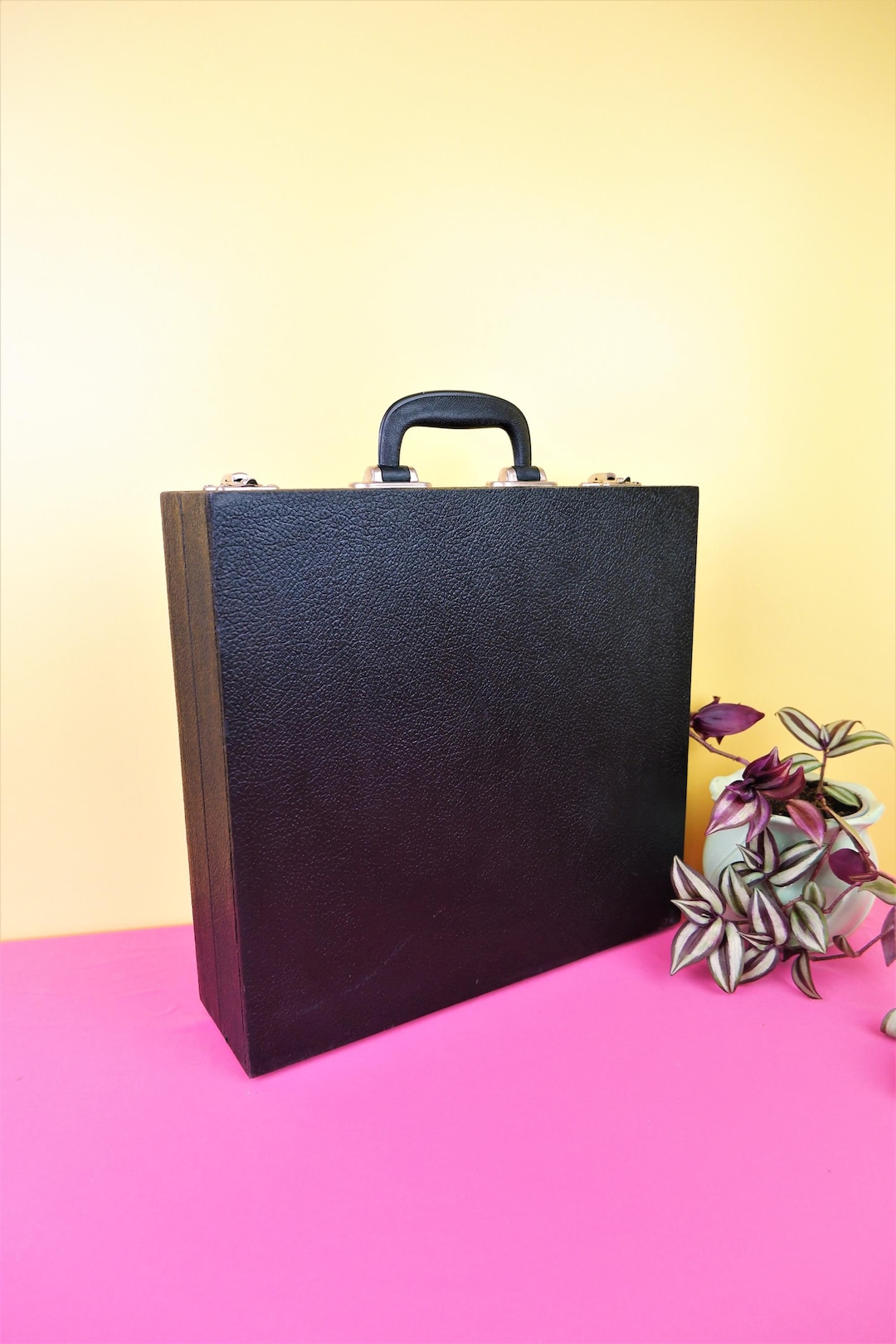 Vintage Vinyl LP Record Carrying Case, Heavy Duty Leatherette Skai ...