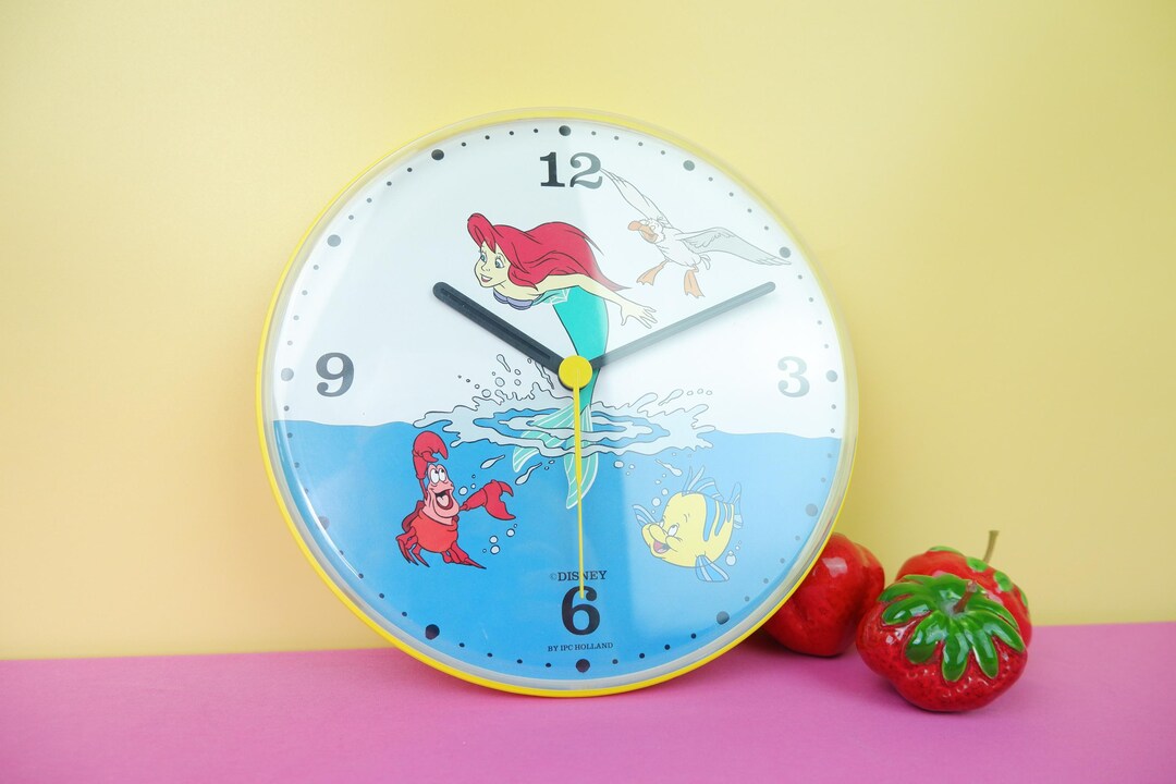 Vintage Disney the Little Mermaid Wall Clock Round, Novelty Kitsch ...