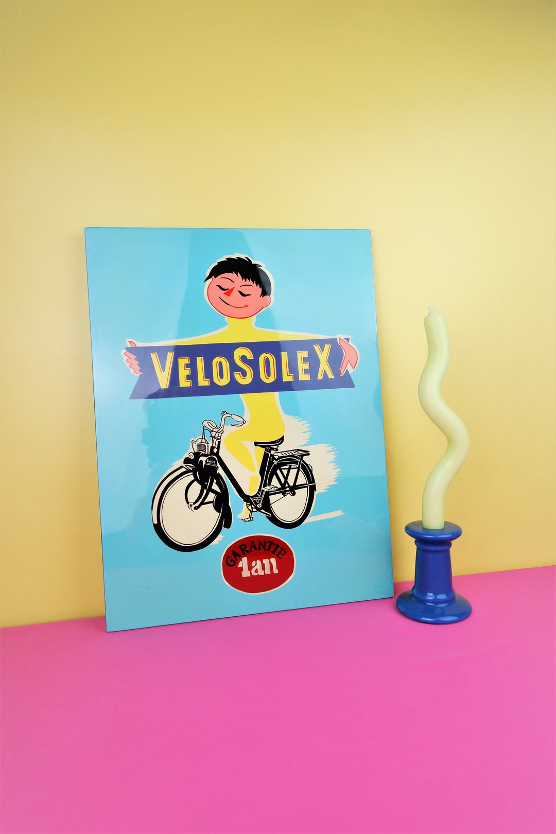Vintage Lacquer Wall Art, Colourful Velosolex Advertisement Marketing ...