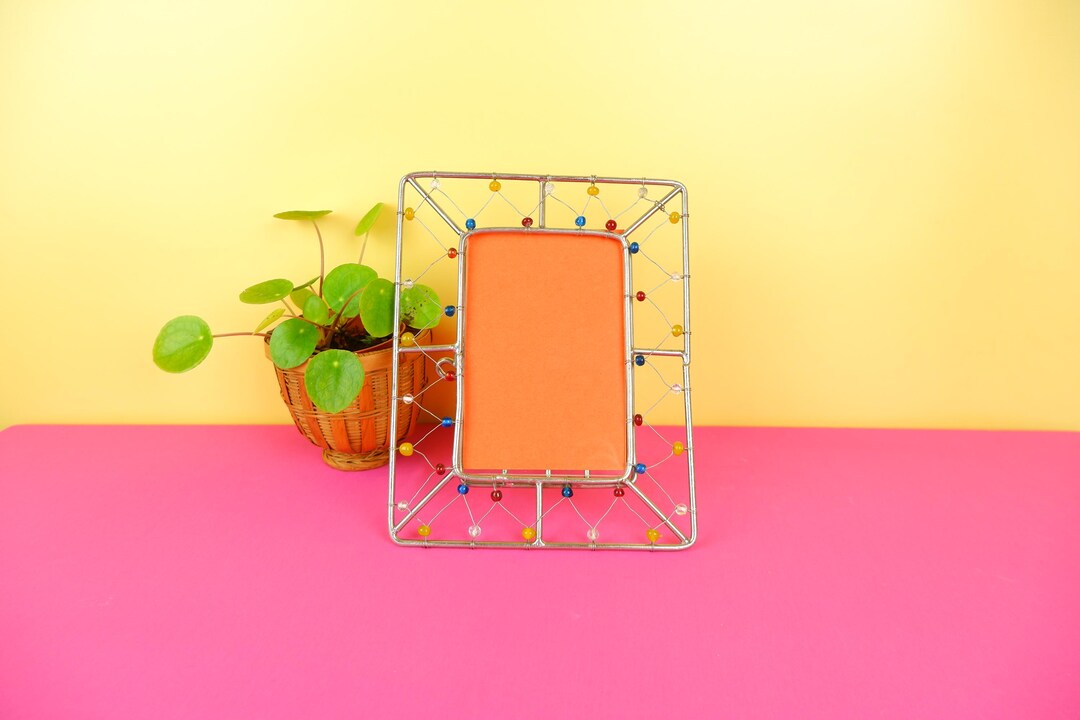 Vintage Y2K 90s Picture Photo Frame, Bejewelled Beaded Design Art ...