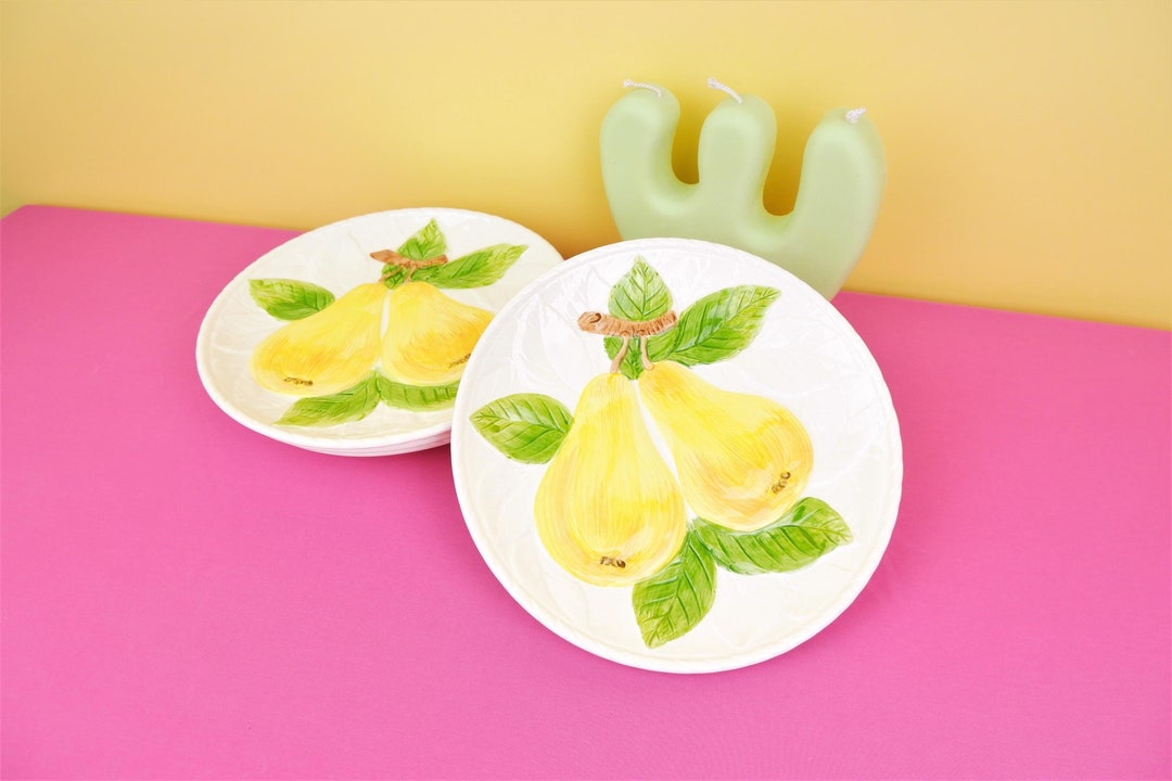 Vintage Set of 4 Side Plates, Pear Fruit Relief, Fruity Kitchenware ...