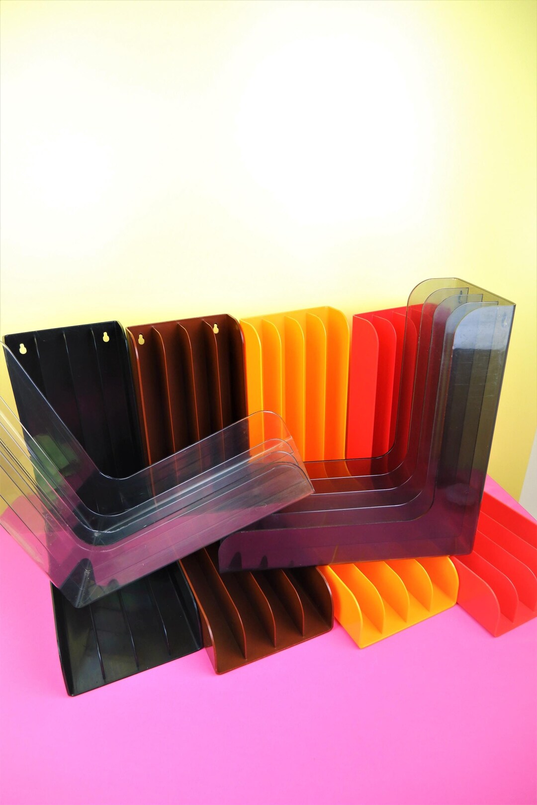 Vintage 70s Plastic Vinyl LP Music Storage Holders Slots Racks Retro ...