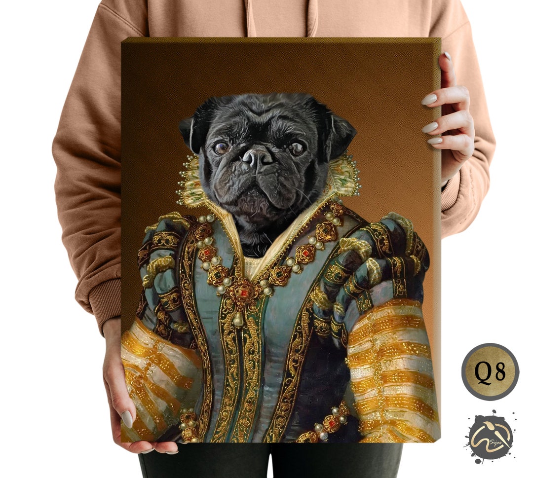Custom Pet Portrait Queen Costume. Q8 Royal Pet Queen . Renaissance Pet ...