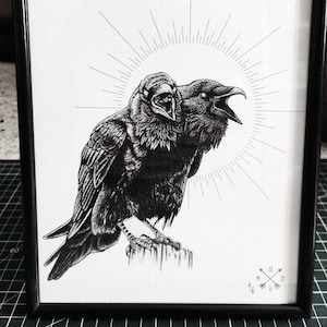 Two-headed Raven, Limited Print With Frame 18x24 Cm - Etsy