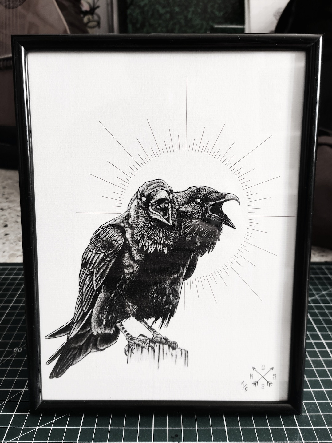 Two-headed Raven, Limited Print With Frame 18x24 Cm - Etsy