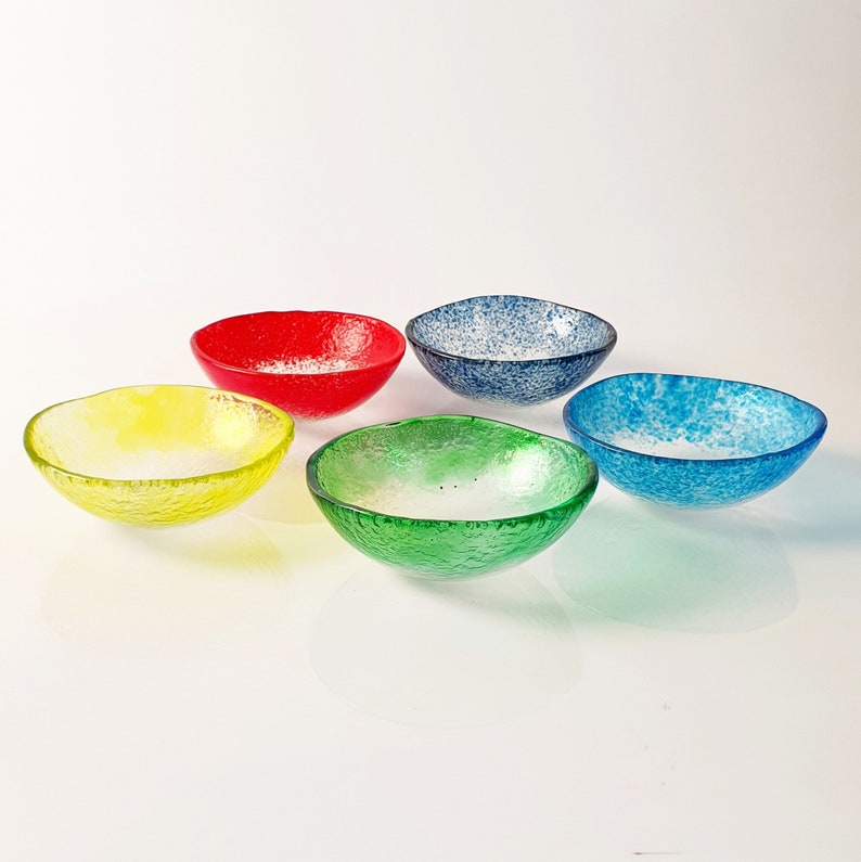 Glass Bowl Set of 5 // Minimalistic Design Salad, Tapas or Mezze ...