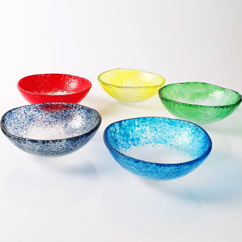 Glass Bowl Set of 5 // Minimalistic Design Salad, Tapas or Mezze ...