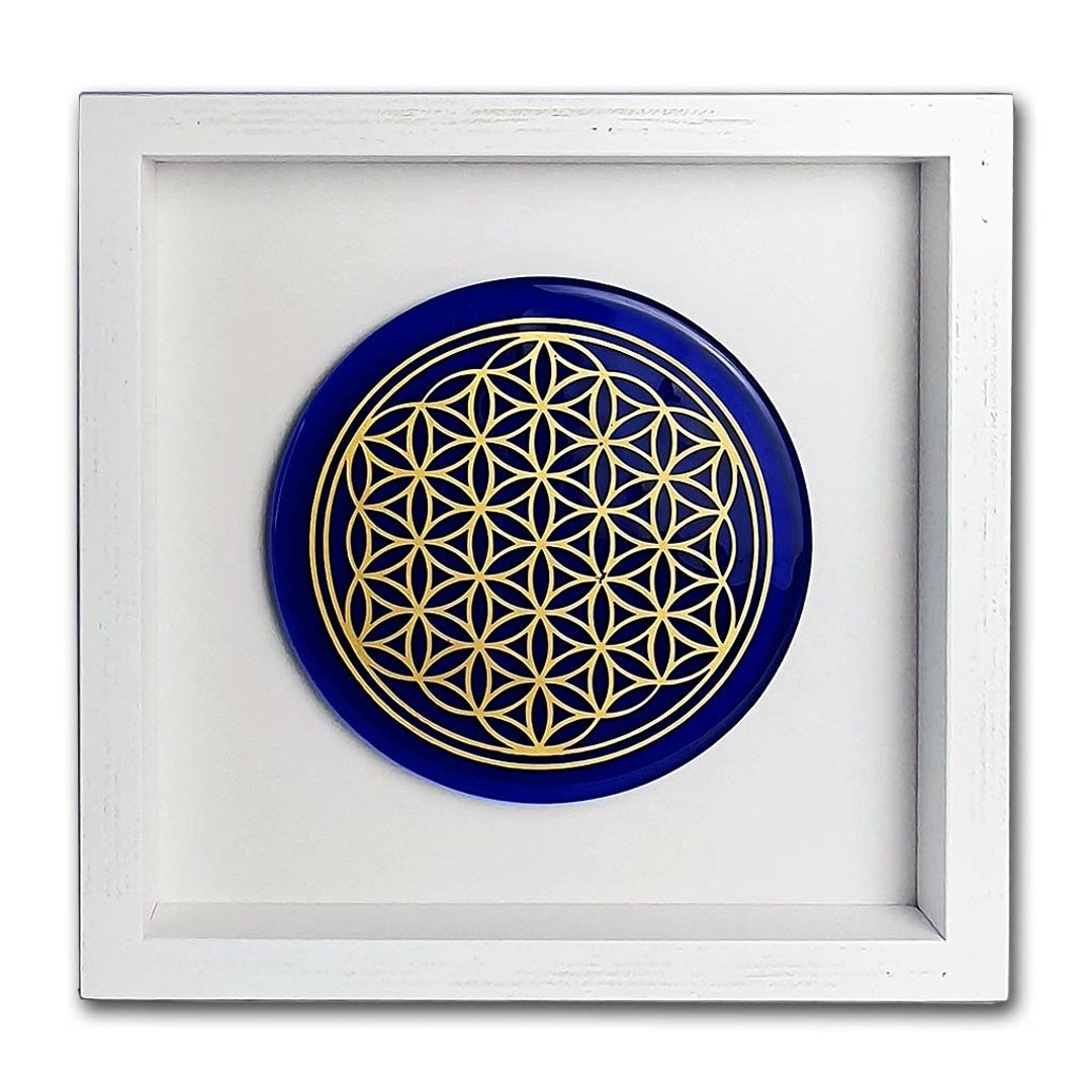 Cobalt Blue Flower of Life Fused Glass Wall Art, Handmade Ornament - Etsy