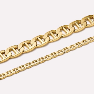 14K Gold Mariner Link Chain Necklace: Handmade 5mm Gold Jewelry - Etsy