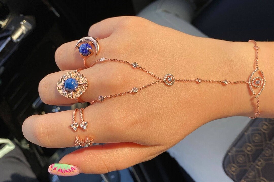 Rose Gold Evil Eye Hand Chain Bracelet: 925k Sterling Silver - Etsy