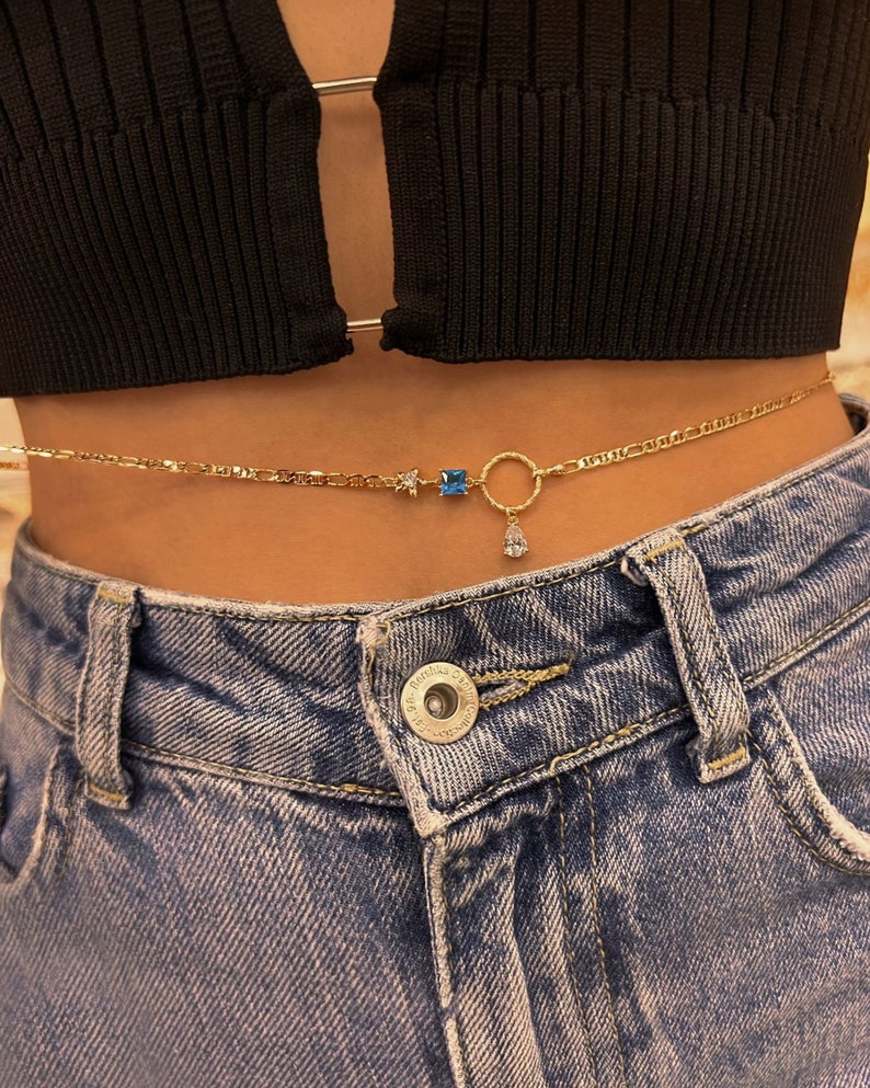 22K Gold Waist Chain, Belly Chain, Bikini Body Jewelry, Beach Jewelry ...