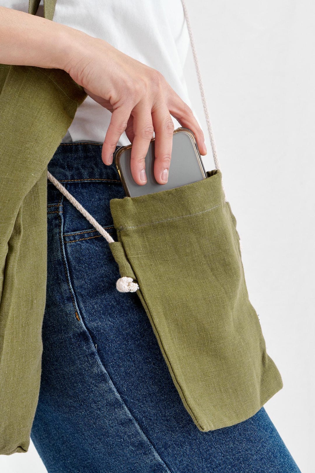Crossbody Phone Bag – Small Linen Tote for Essentials • Phone Pouch ...