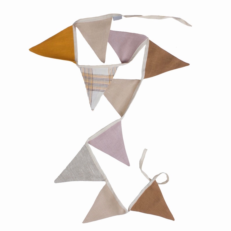 Linen Bunting Banner Fabric Flag Garland Nursery Wall - Etsy
