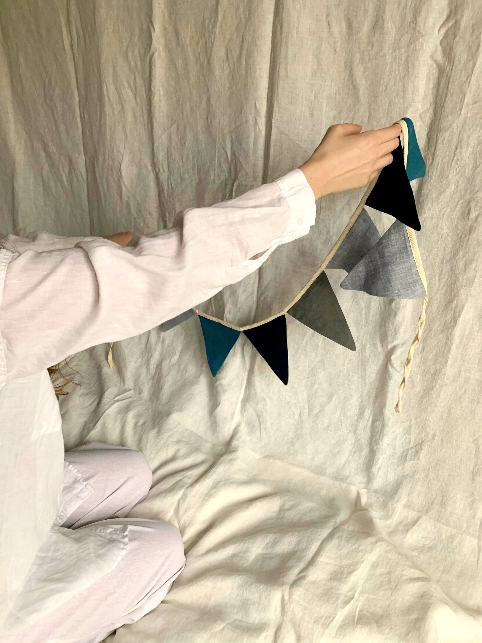 Linen Bunting Banner Fabric Flag Garland Nursery Wall - Etsy