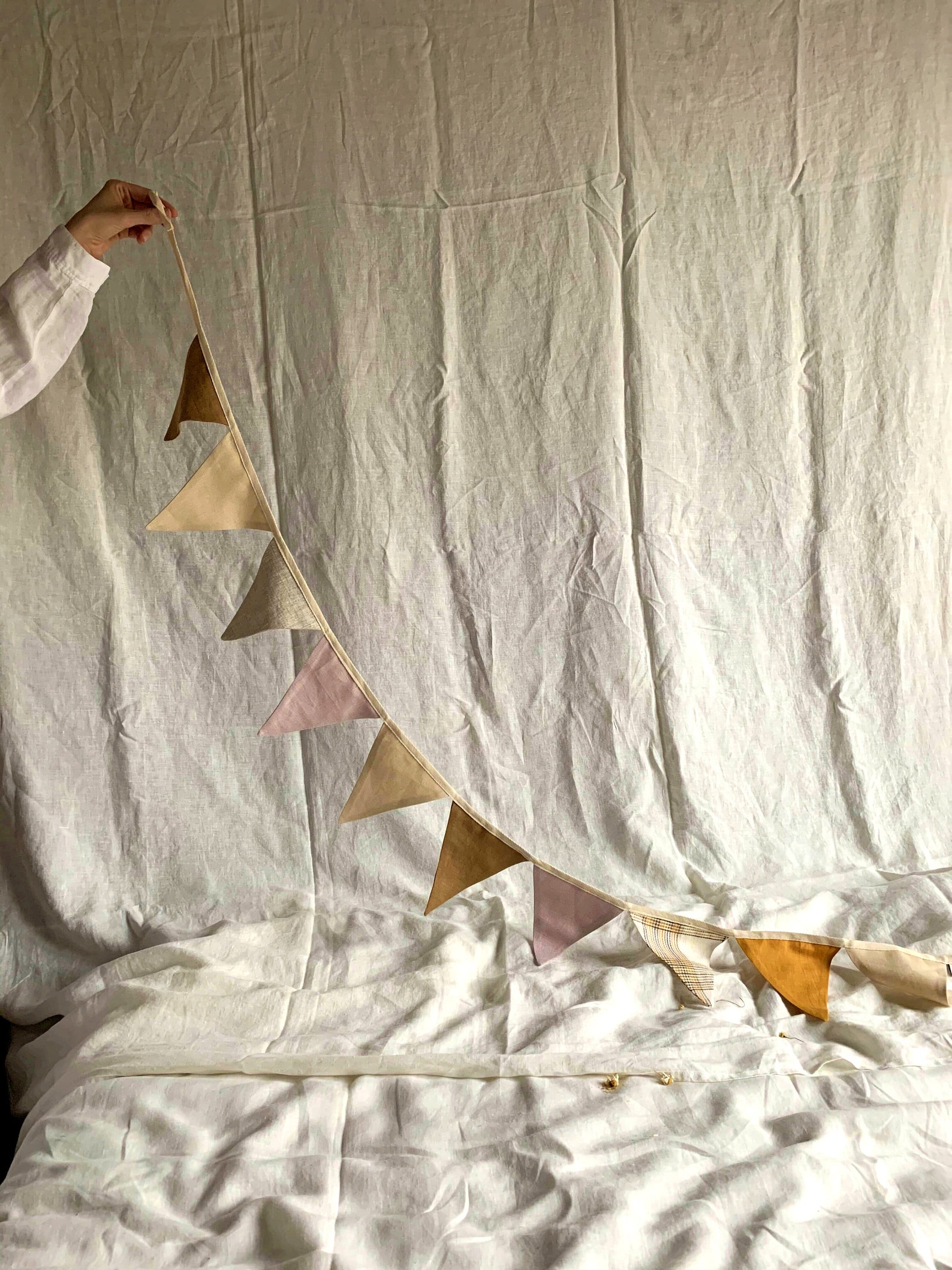 Linen Bunting Banner Fabric Flag Garland Nursery Wall - Etsy
