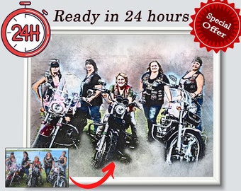 Custom Colored Chalk Sketch From a Photo Printable Digital | Etsy