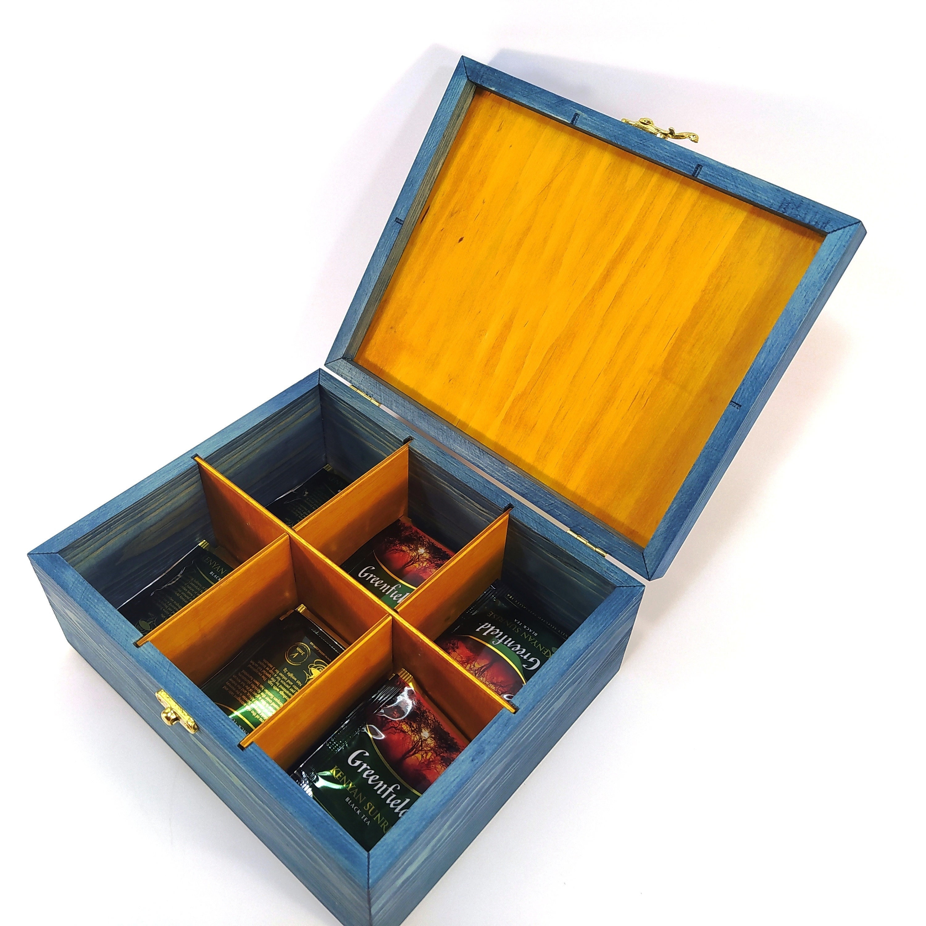 Wooden Engraved Tea Box Can Be a Nice Christmas Gift, Tea Bag Organizer ...