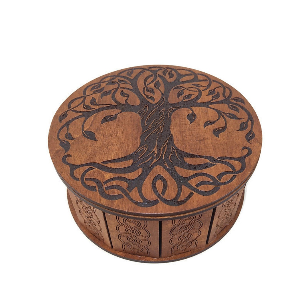 A Small Round Casket in the Celtic Style. Tree of Life. Celtic Gift - Etsy
